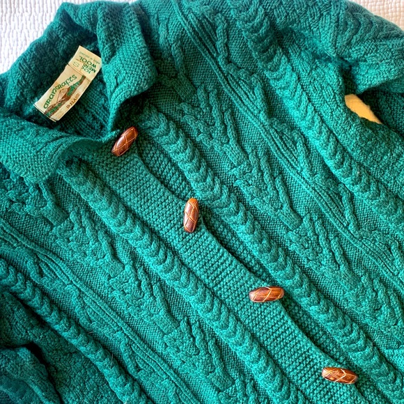 Aran Crafts | Sweaters | Aran Crafts Merino Wool Green Knit Sweater ...